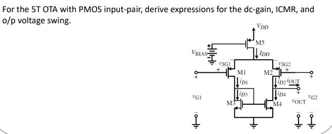 Solved For The 5t Ota With Pmos Input Pair Derive