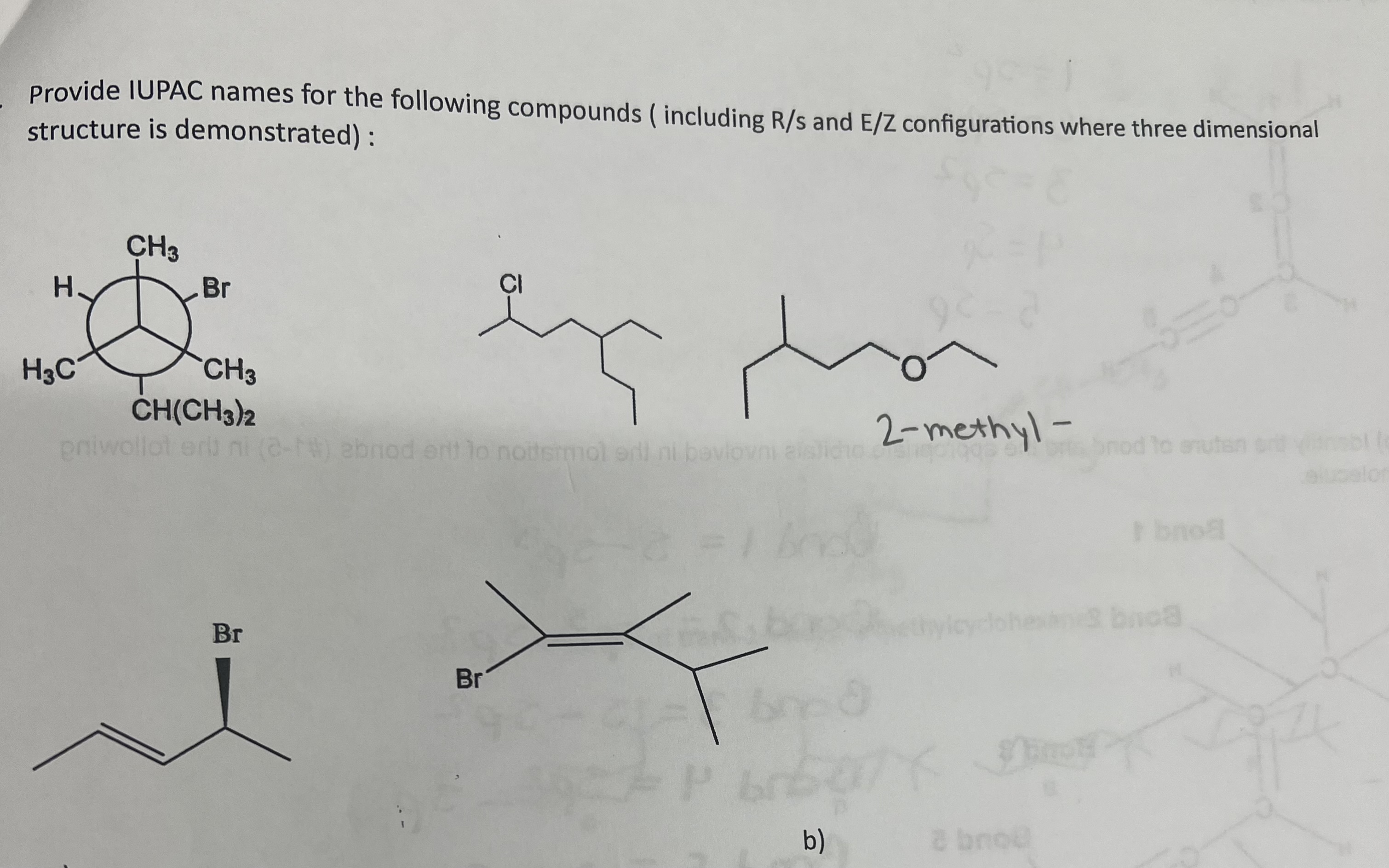 Solved Provide IUPAC names for the following compounds ( | Chegg.com