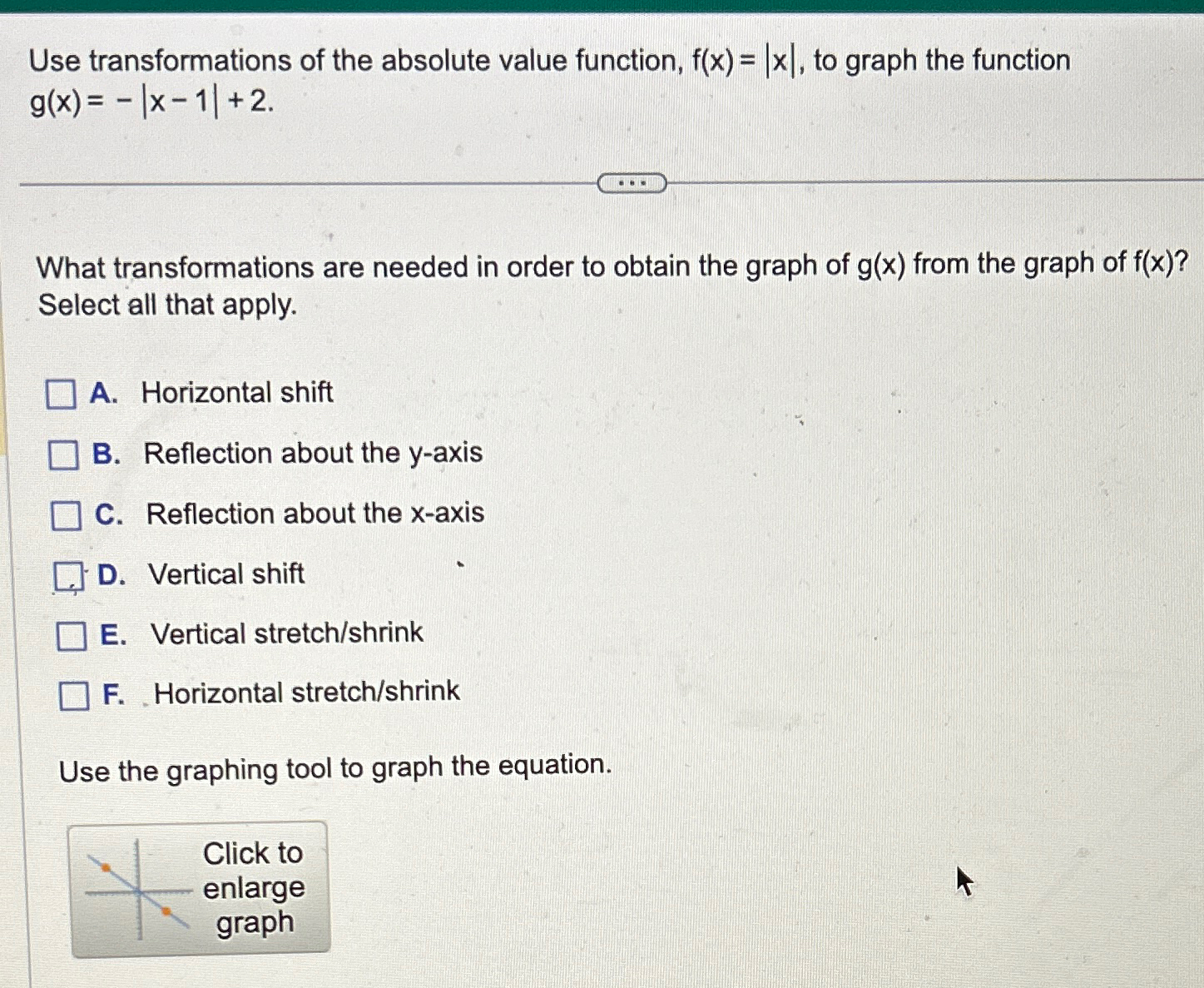 Solved Use transformations of the absolute value function, | Chegg.com