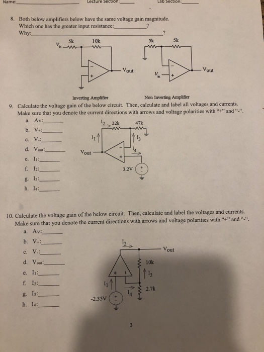 Solved Name: Lecture Section: Lab Section: 8. Both below | Chegg.com