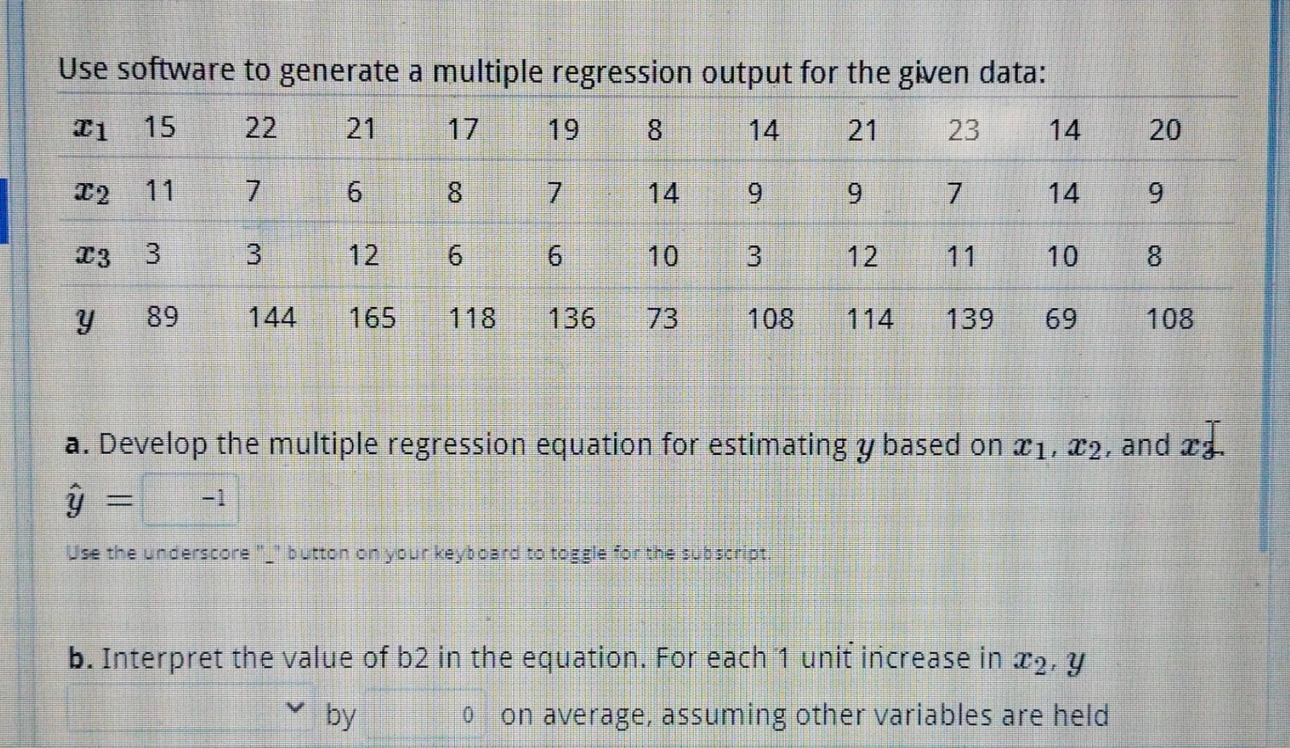 Solved Use software to generate a multiple regression output | Chegg.com