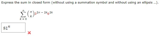 Solved Express the sum in closed form (without using a | Chegg.com