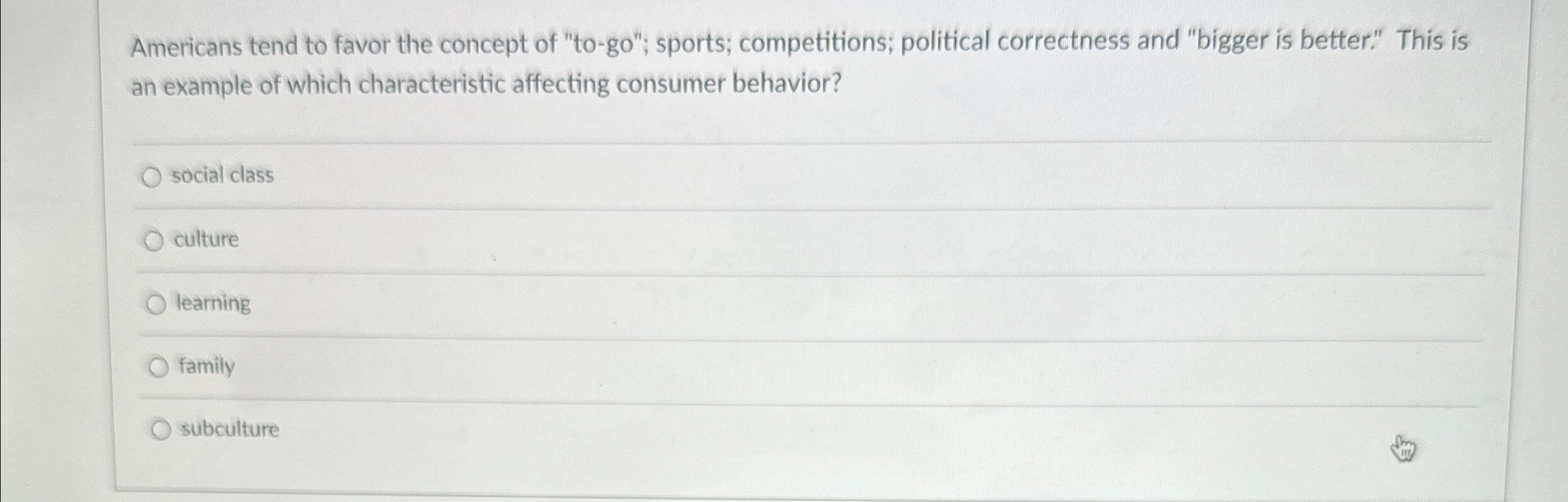 Solved Americans tend to favor the concept of "to-go"; | Chegg.com