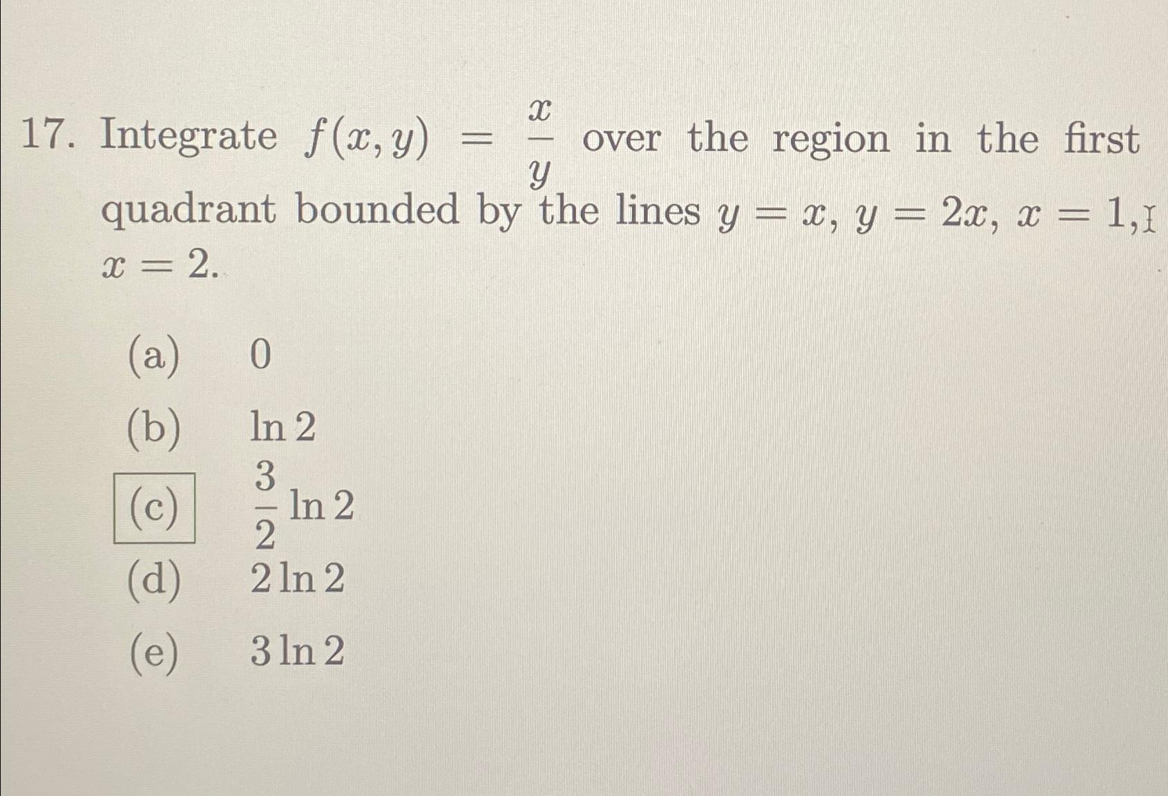 Solved Integrate f(x,y)=xy ﻿over the region in the first | Chegg.com