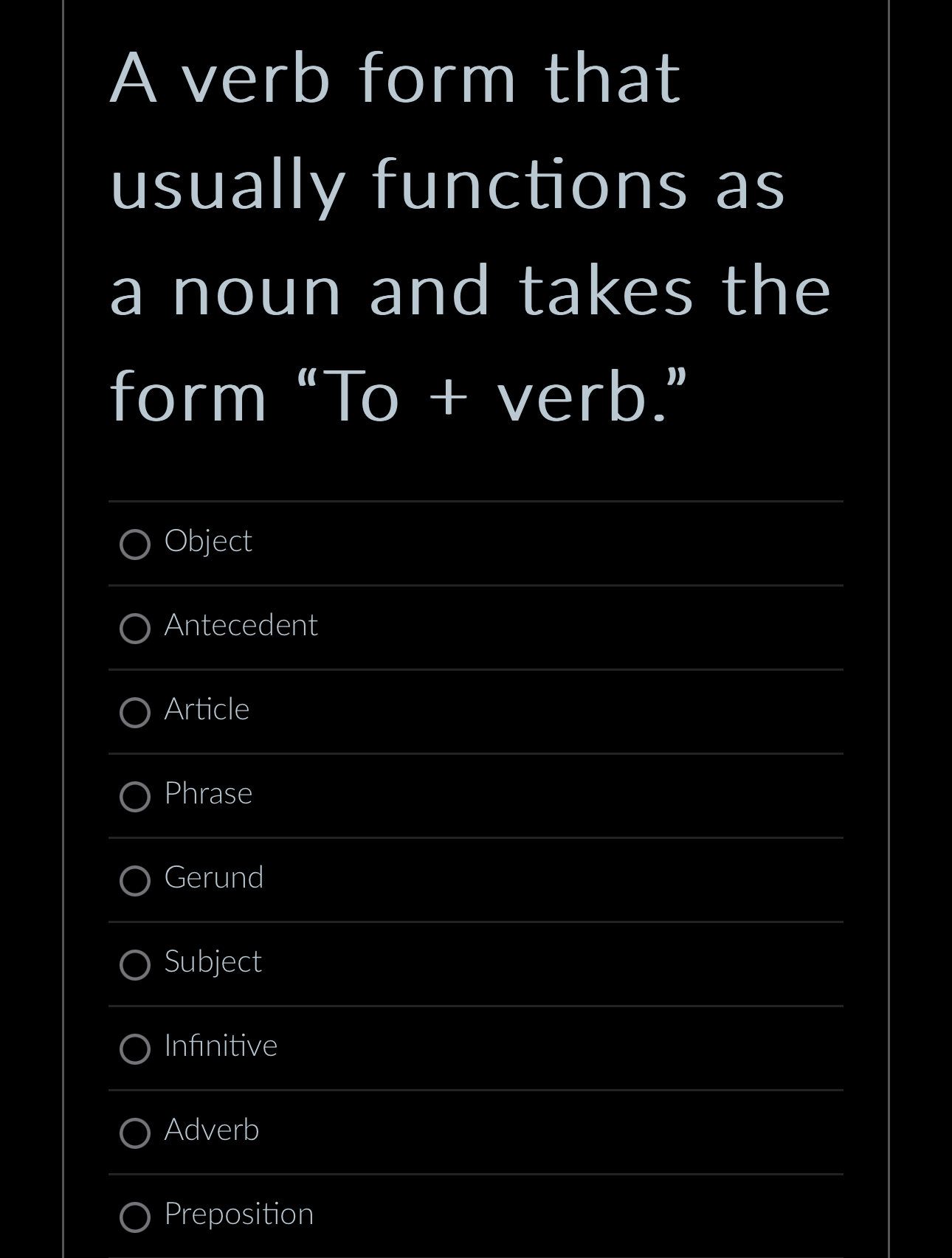 Solved A verb form thatusually functions asa noun and takes | Chegg.com