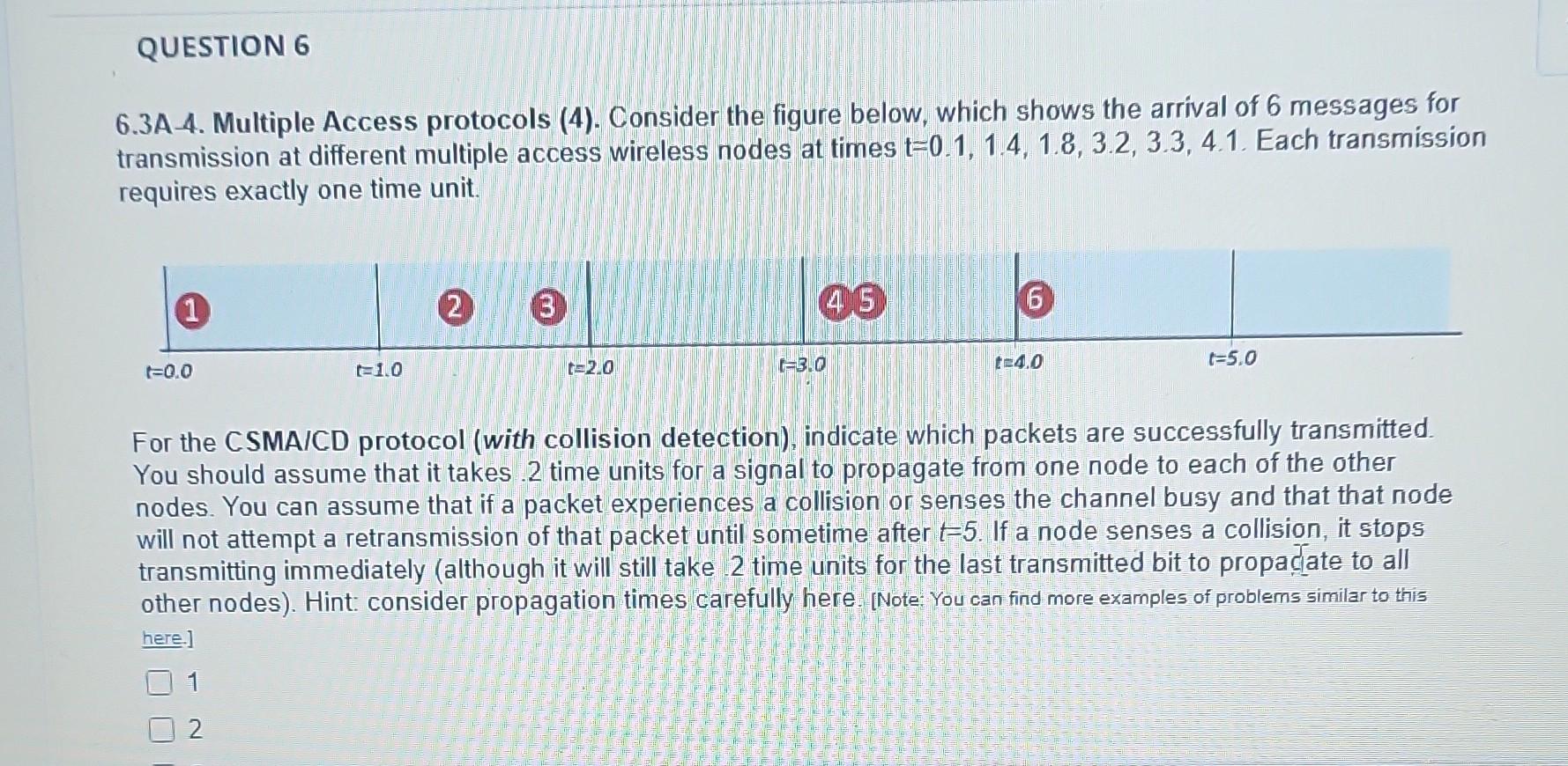 Solved 6.3A-4. Multiple Access protocols (4). Consider the | Chegg.com
