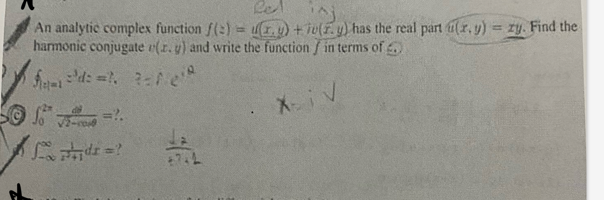 An analytic complex function f(z)=1(x,y)+iu(x,y) ﻿has | Chegg.com