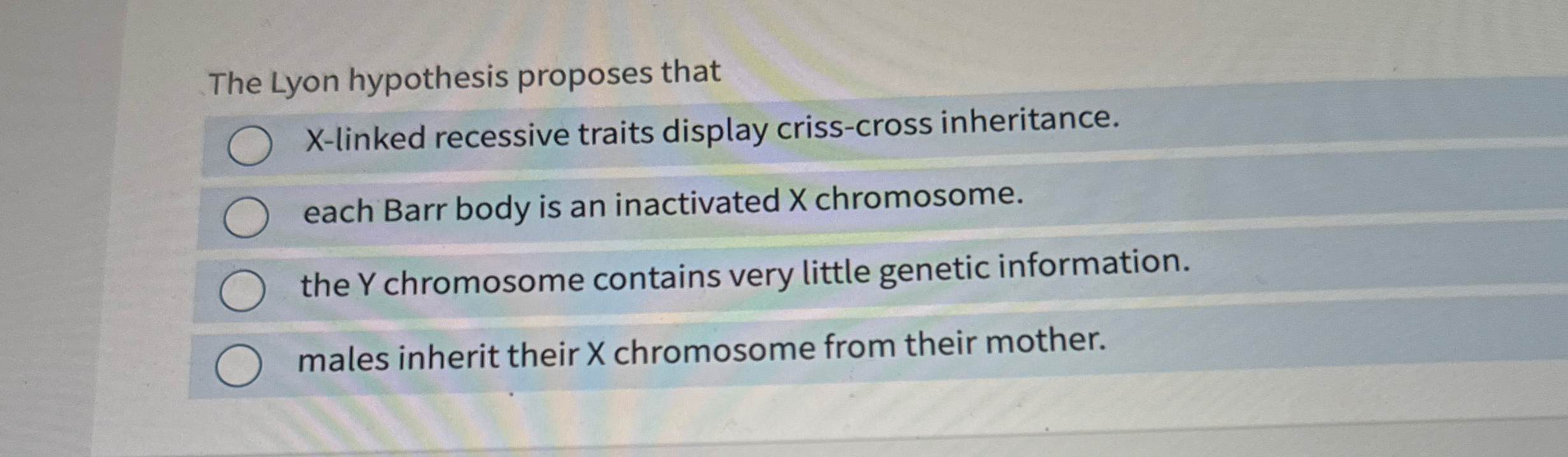 Solved The Lyon hypothesis proposes thatX-linked recessive | Chegg.com