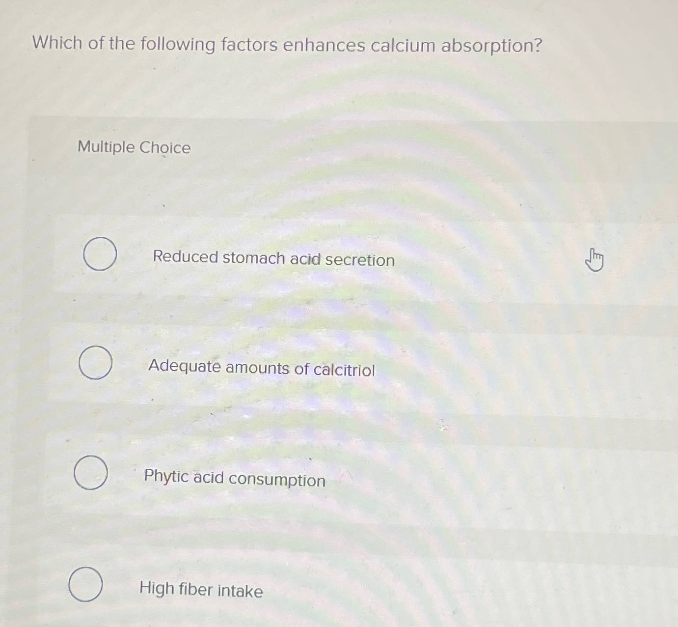 Solved Which of the following factors enhances calcium | Chegg.com