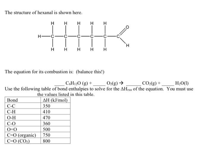 Solved The structure of hexanal is shown here. H H H HH HIS | Chegg.com