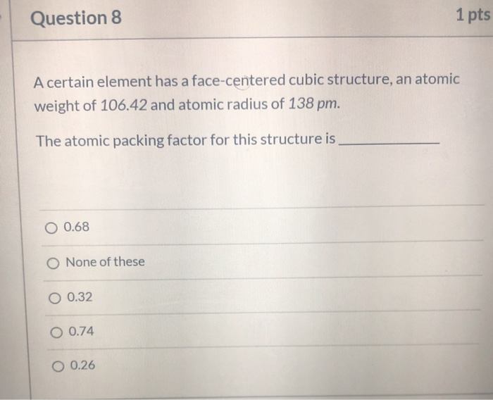 Solved A certain element has a face -centered cubic | Chegg.com