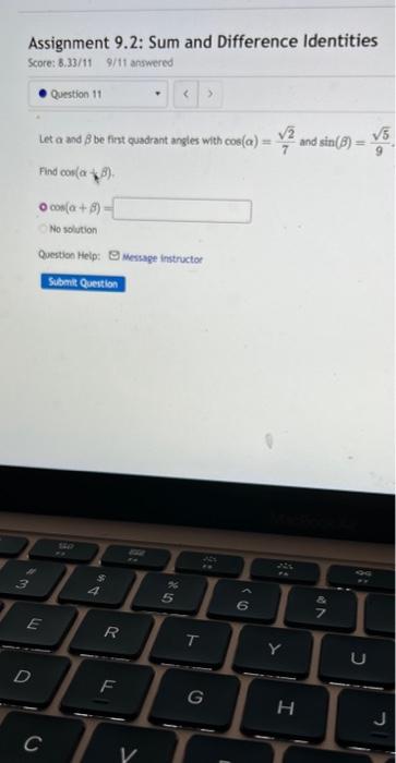 Solved Assignment 9.2: Sum and Difference Identities Score: | Chegg.com