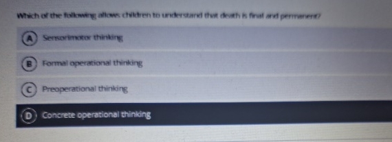 Solved Serkorimotor thinkirgFormal operational | Chegg.com