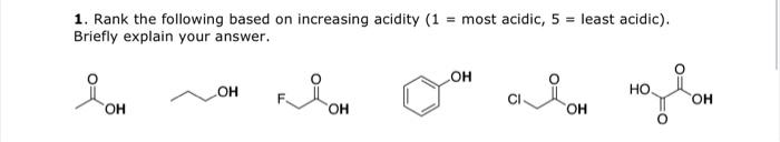 Solved Rank the following based on increasing acidity (1 = | Chegg.com