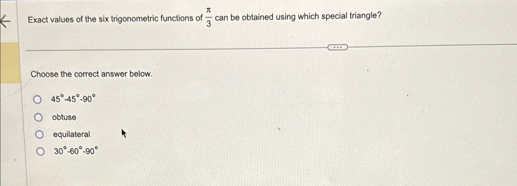 Solved Exact values of the six trigonometric functions of π3 | Chegg.com