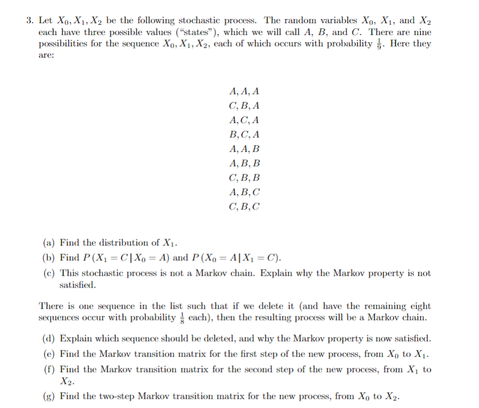 Let x0,x1,x2 ﻿be the following stochastic process. | Chegg.com
