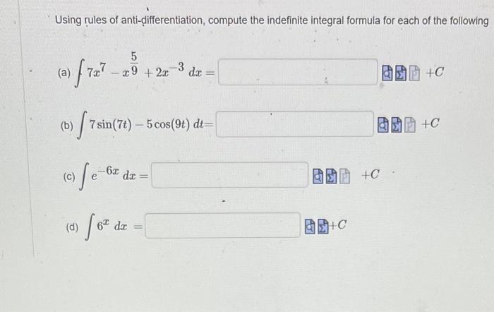 Solved Using rules of anti-differentiation, compute the | Chegg.com
