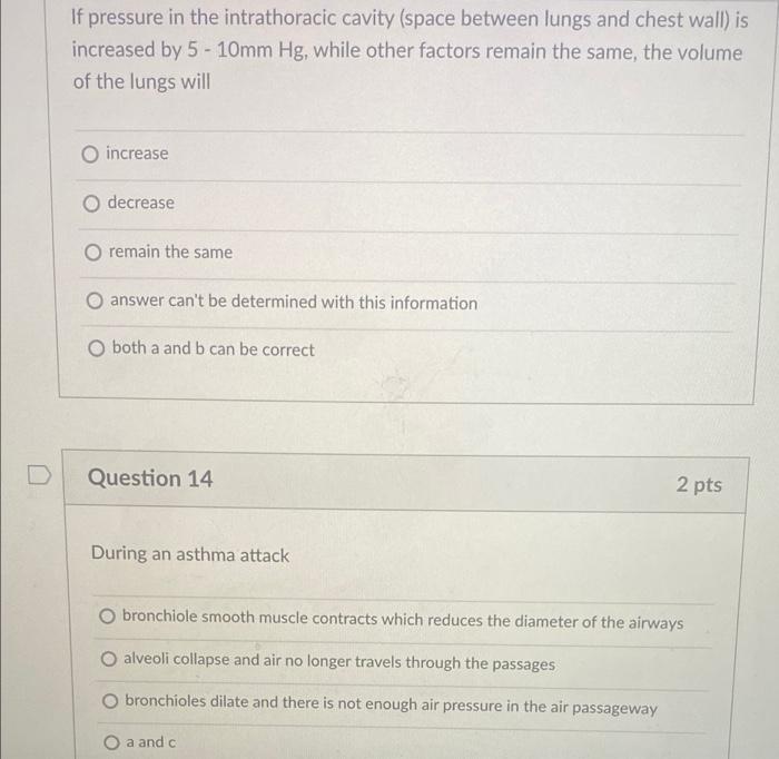 Solved D If pressure in the intrathoracic cavity (space | Chegg.com