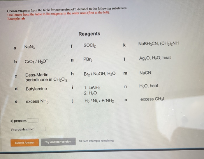 Solved Choose reagents from the table for conversion of | Chegg.com