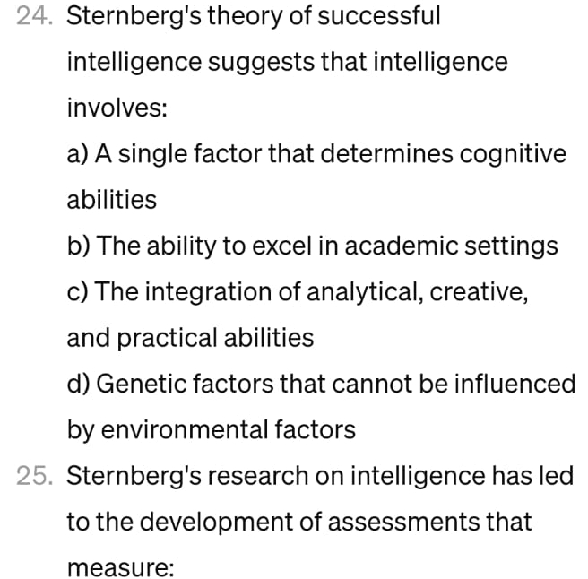 Solved Sternberg's theory of successful intelligence | Chegg.com