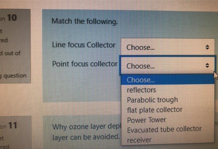 Solved on 10 Match the following. t red Line focus Collector | Chegg.com
