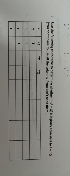 Solved 3. Use the following truth table to determine whether | Chegg.com