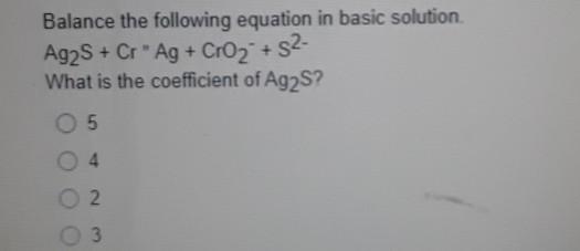 Solved Balance the following equation in basic solution Ag2S | Chegg.com