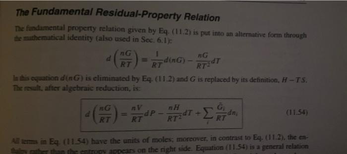 Solved The Fundamental Residual-Property Relation The | Chegg.com