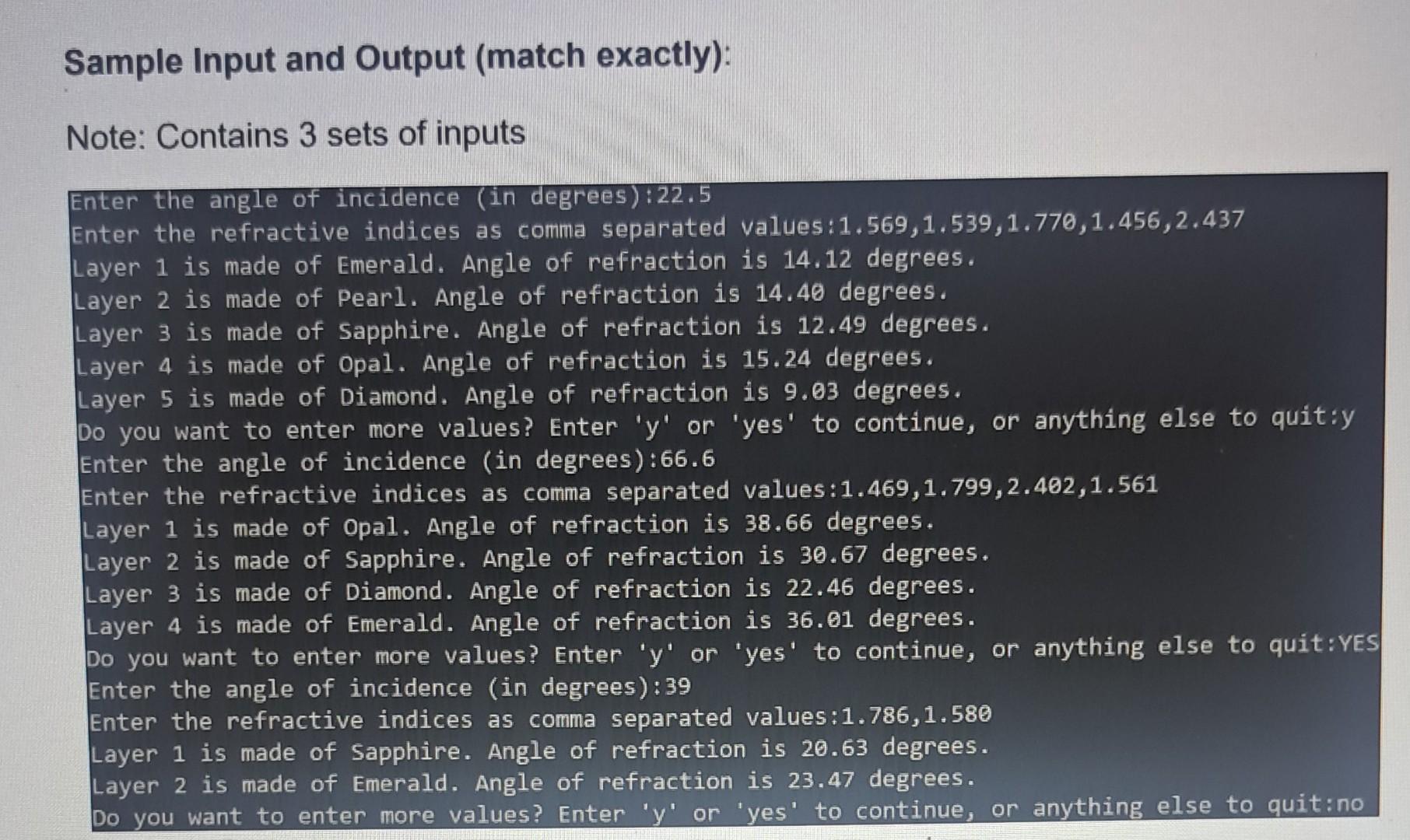 Solved Sample Input and Output (match exactly): Note: | Chegg.com