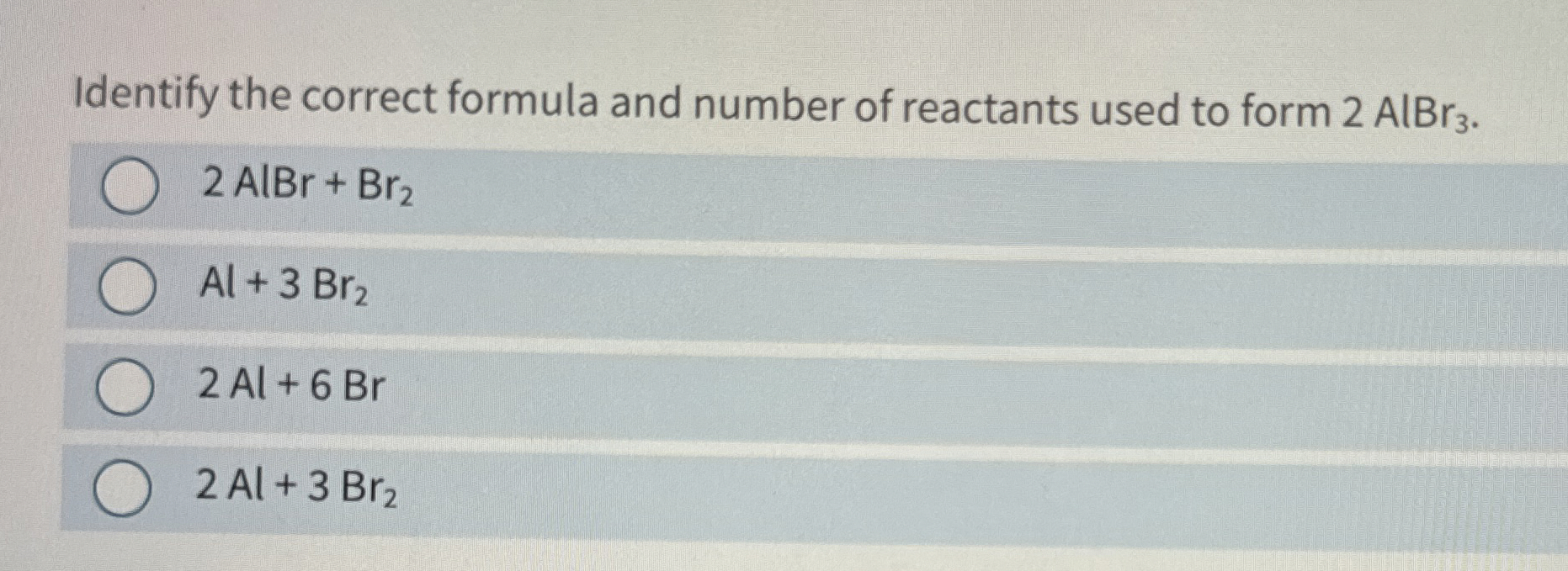Solved Identify the correct formula and number of reactants | Chegg.com