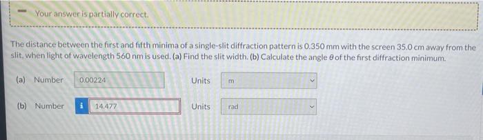 Solved The distance between the first and fifth minima of a | Chegg.com