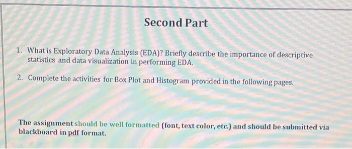 Solved 1. What is Exploratory Data Analysis (EDA)? Briefly | Chegg.com