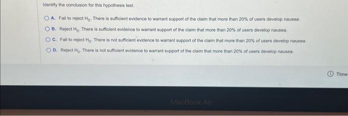 Solved Bently the nuf and alematre hoptheses for this test | Chegg.com