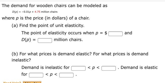 Solved The demand for wooden chairs can be modeled as D() = | Chegg.com