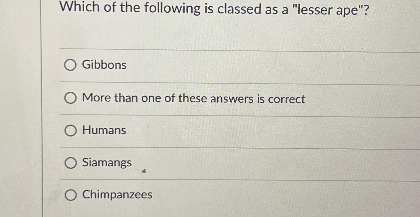 Solved Which of the following is classed as a "lesser | Chegg.com
