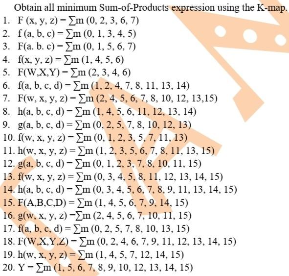 Solved > 9 = Obtain all minimum Sum-of-Products expression | Chegg.com