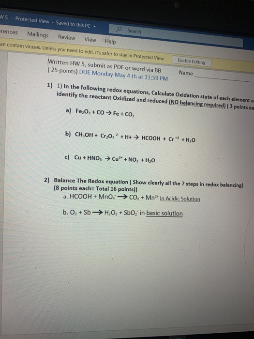 Solved N5 - Protected View - Saved to this PC Search erences | Chegg.com