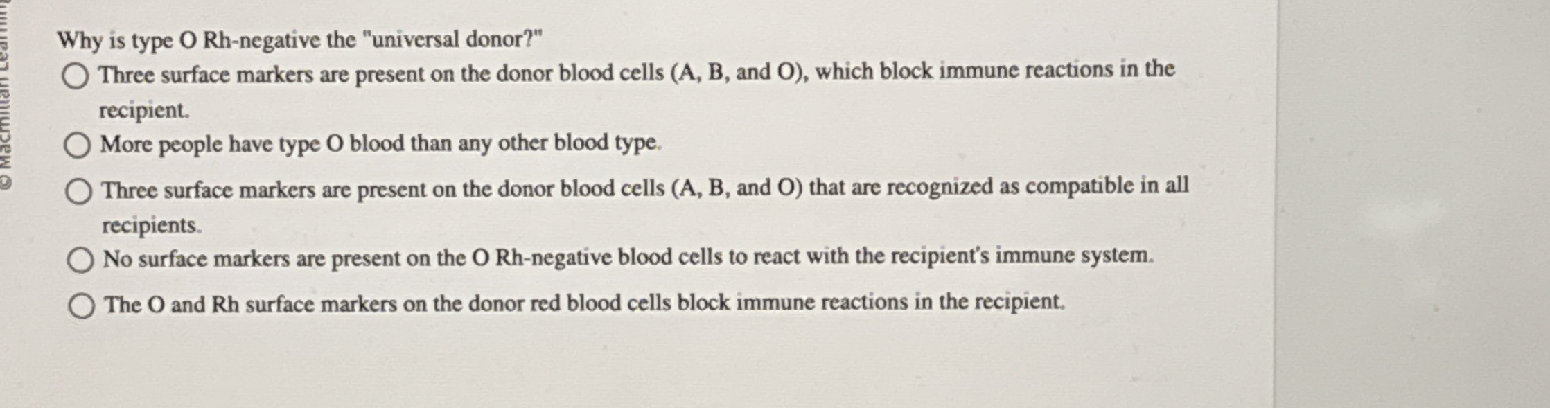 Solved Why is type O Rh-negative the "universal donor?"Three | Chegg.com