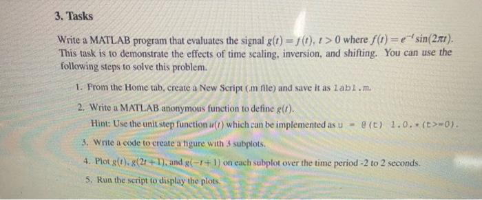 Solved 3. Tasks Write a MATLAB program that evaluates the | Chegg.com