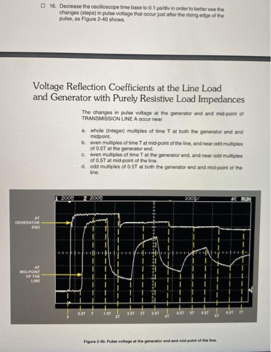 Solved 16. Decrease the oscilloscope time base to 0.1 us/div | Chegg.com