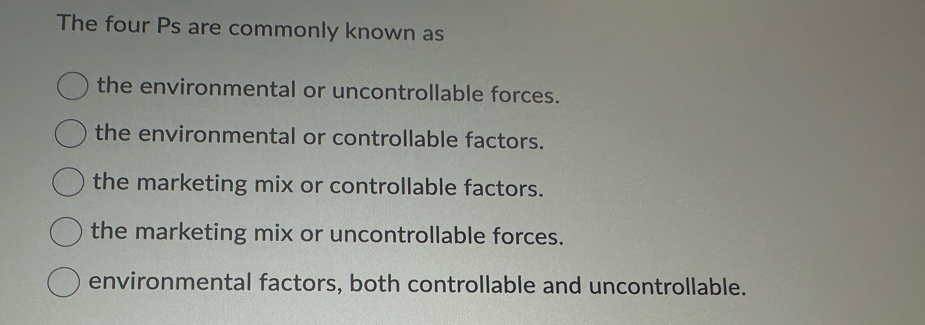 Solved The four Ps are commonly known asthe environmental or | Chegg.com