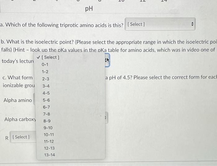 Solved The pH vs charge graph for a triprotic amino acid is | Chegg.com