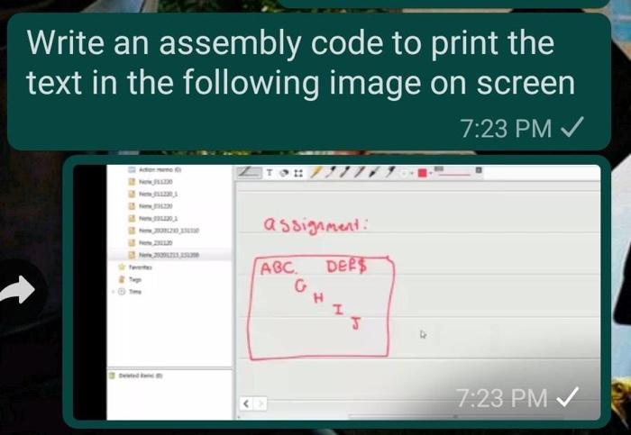 Write an assembly code to print the text in the | Chegg.com