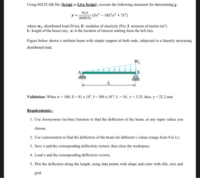 Solved Using MATLAB file (Script or Live Script), execute | Chegg.com Solved Using MATLAB file (Script or Live Script), execute | Chegg.com