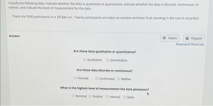 Solved Classify the following data. Indicate whether the | Chegg.com