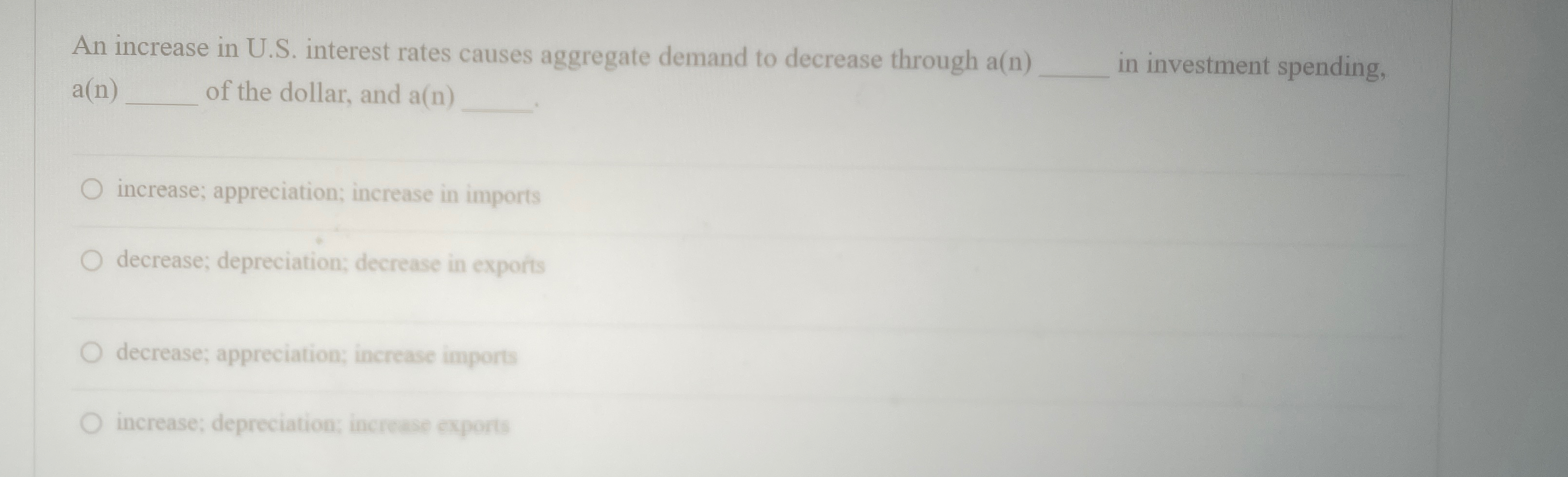 Solved An increase in U.S. ﻿interest rates causes aggregate | Chegg.com