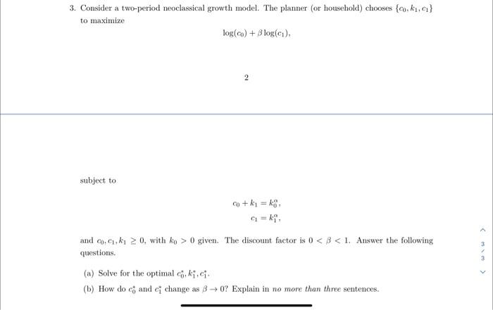 Simple two-period consumption-saving model questions | Chegg.com