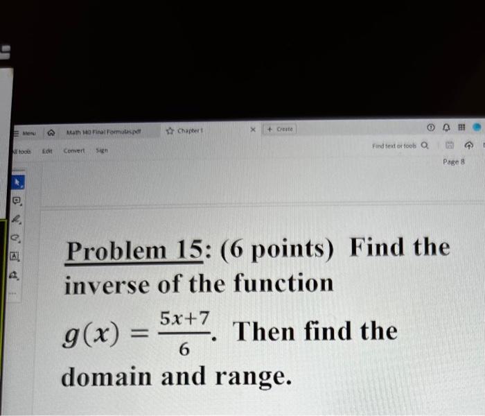 Solved Problem 15: (6 points) Find the inverse of the | Chegg.com