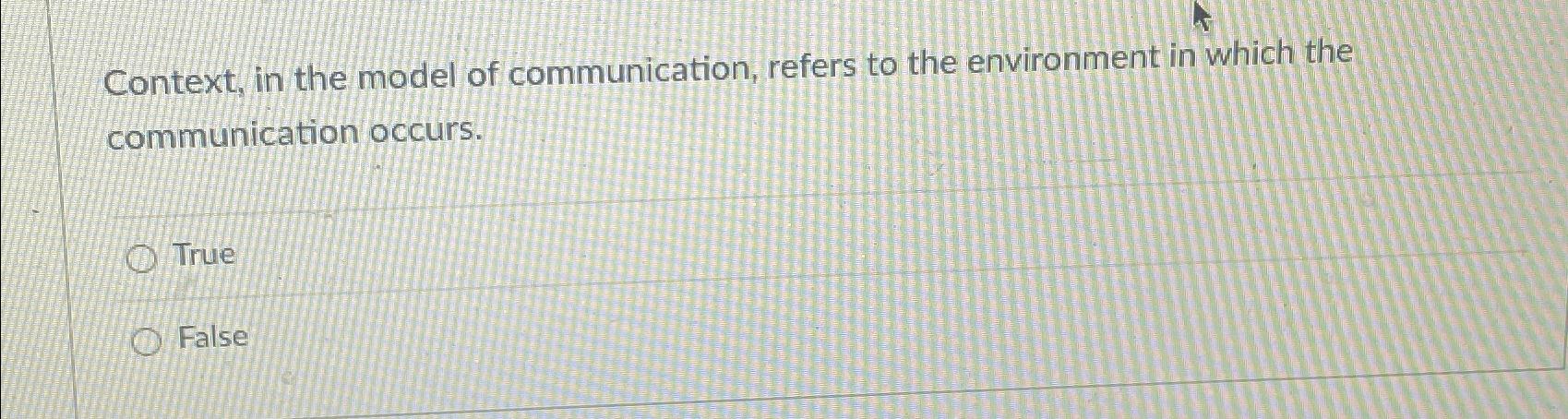 Solved Context, in the model of communication, refers to the | Chegg.com