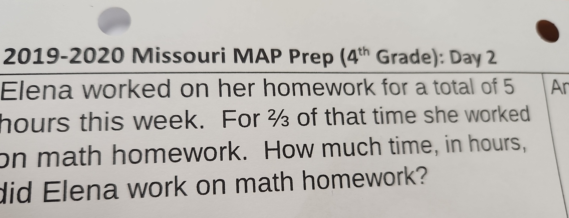Solved 2019-2020 ﻿Missouri MAP Prep (4 4th ﻿Grade): Day | Chegg.com